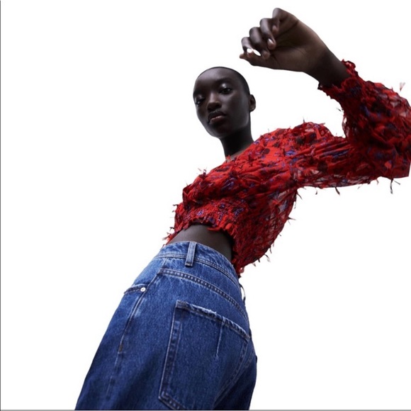 Zara | Tops | Zara Fringe Red Top | Poshmark
